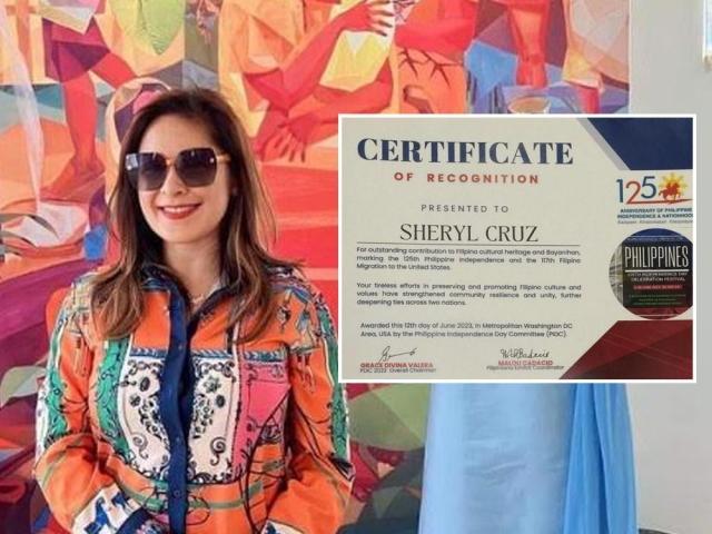 Sheryl Cruz receives recognition from Philippine Independence Day ...