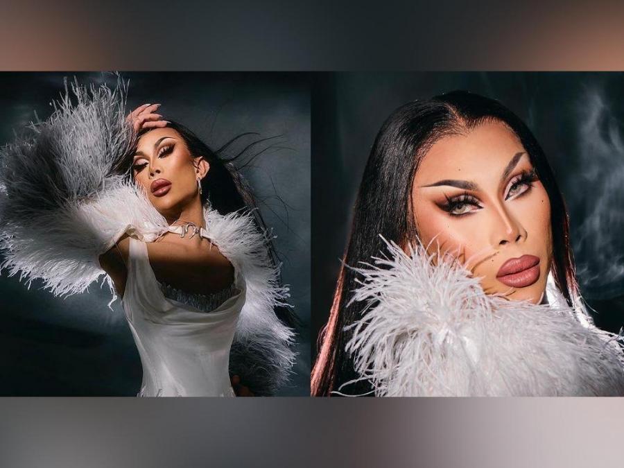 Marina Summers celebrates 5 years in drag wearing a furry, lacey outfit