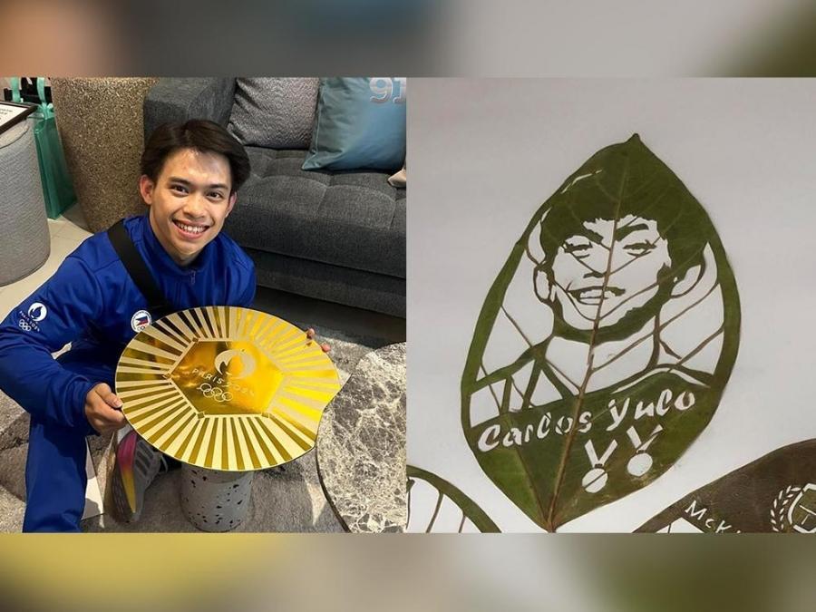 Carlos Yulo's Olympic winning moments captured in leaf art