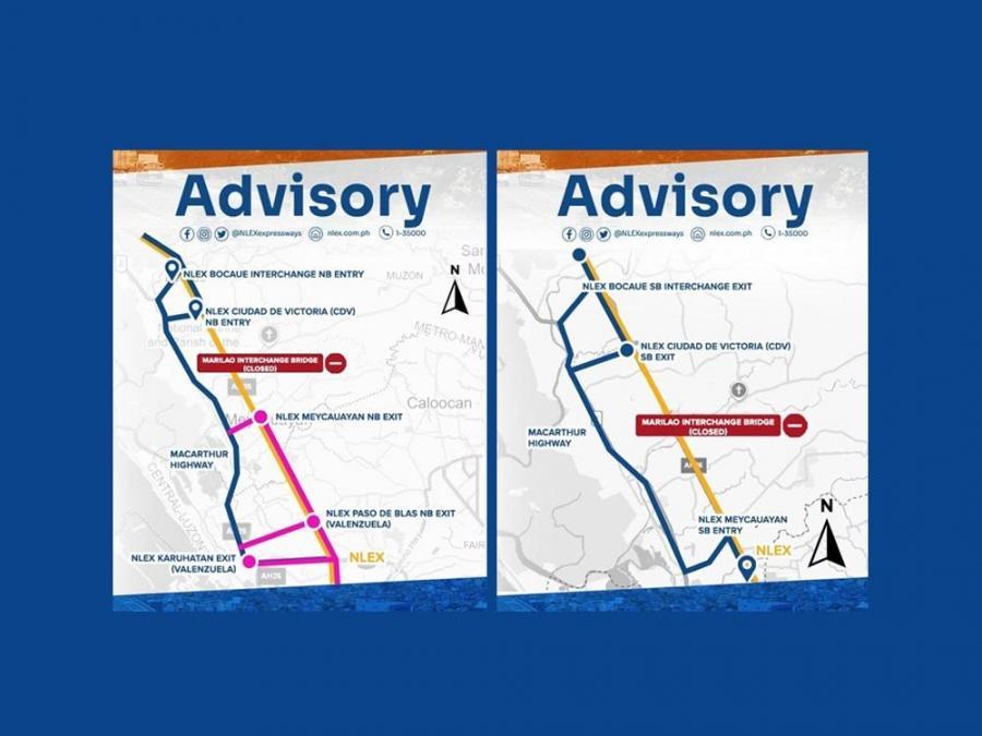 Here are the alternate routes for motorists passing by NLEX Marilao