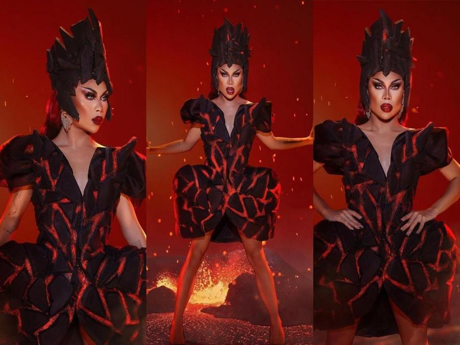 Marina Summers looks sizzling hot in volcano dress