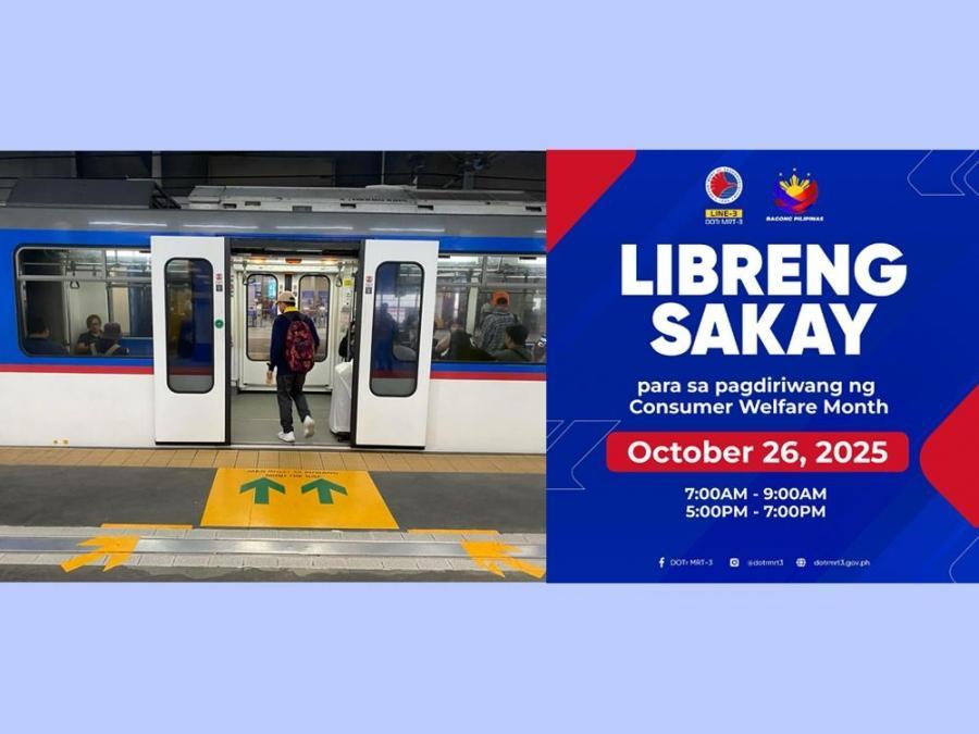 MRT-3 is offering free rides on October 26
