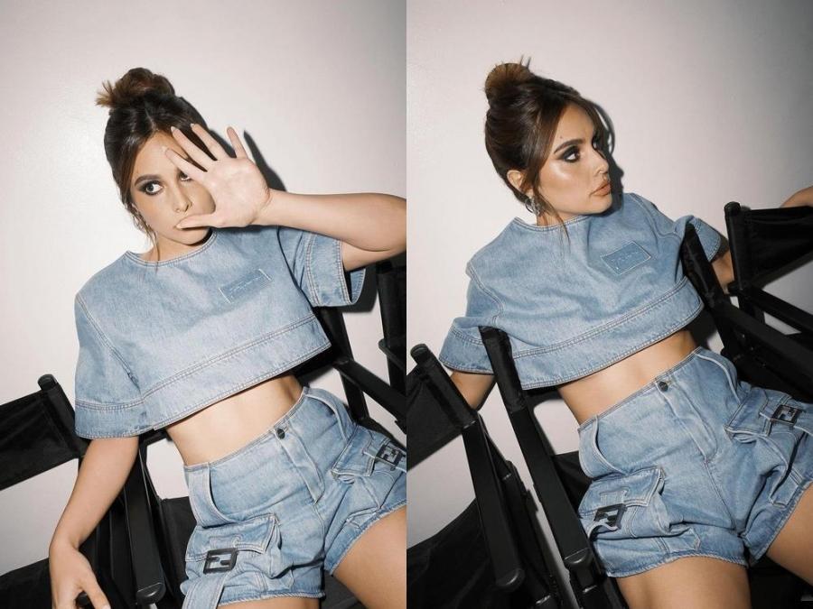 Max Collins is one chic girl in designer denim ensemble