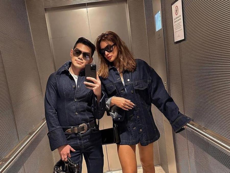 Max Collins and Chris Nick are twinning in denim