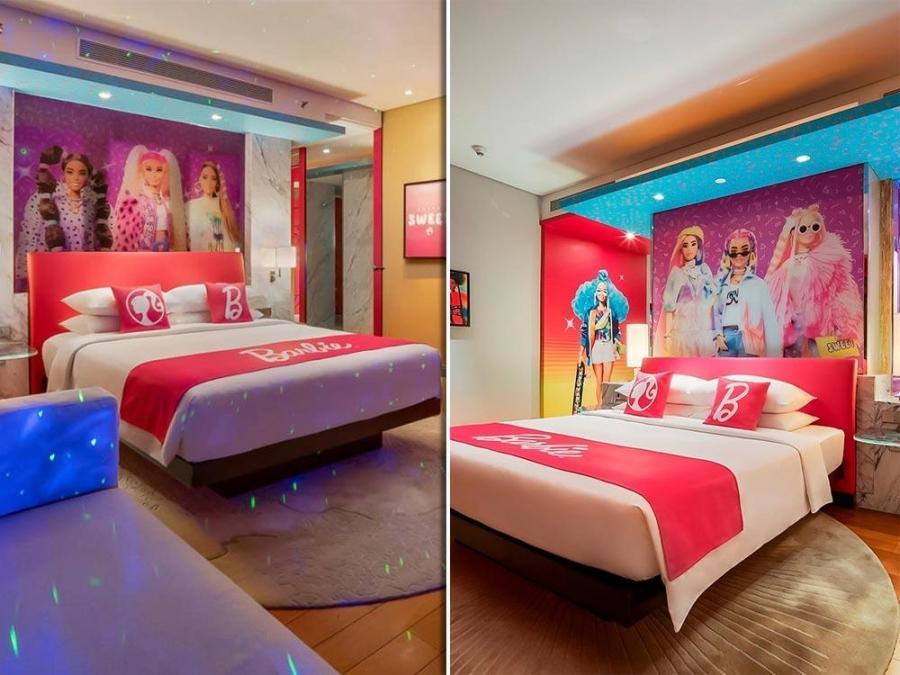 Live out your childhood dream inside these Barbie-themed hotel rooms