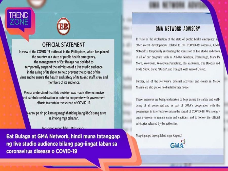 Trendzone: "No live audience policy" ng GMA at Eat Bulaga, celebrities ...