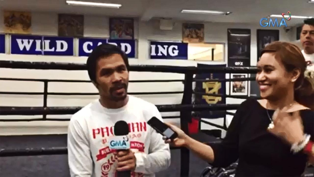 Manny Pacquiao being interviewed by GMA News' Mariz Umali | GMA Entertainment