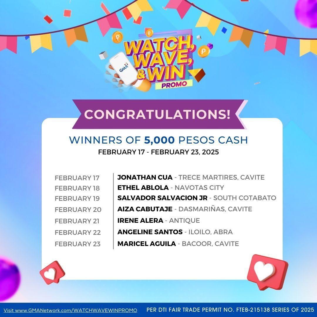 LIST: Watch, Wave and Win Promo winners | GMA Entertainment