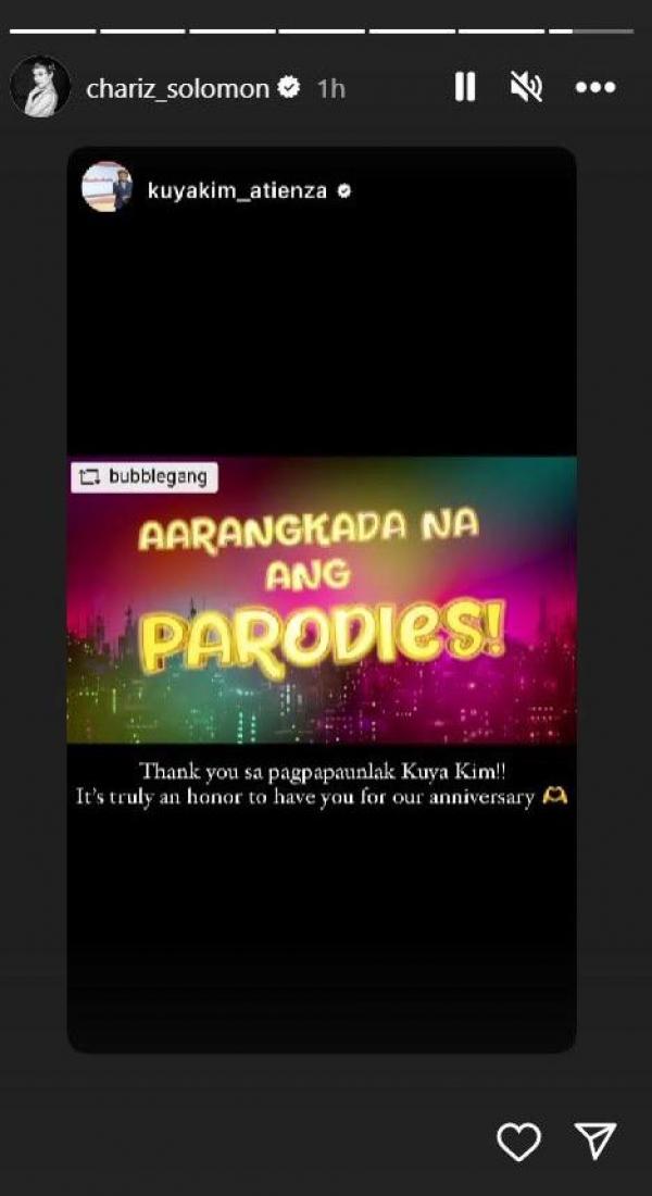 Chariz Solomon, nagpasalamat kay Kuya Kim Atienza sa pag-guest sa 'Bubble Gang' anniversary ...