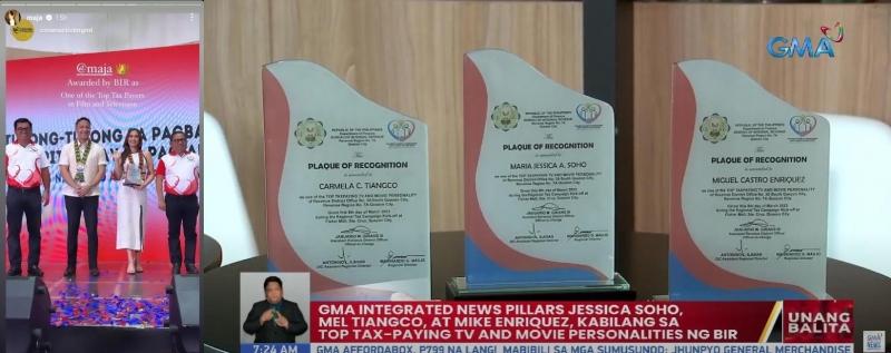 Kapuso at 'Eat Bulaga' personalities, kinilala bilang top taxpayers ng Bureau of Internal ...